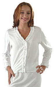 Rayon L/S Frilly Trim Top